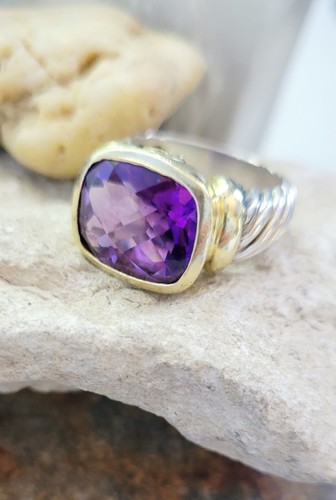 David Yurman Size 8 Purple Amethyst 14kt Gold .925 Band Ring 10.9gr | eBay
