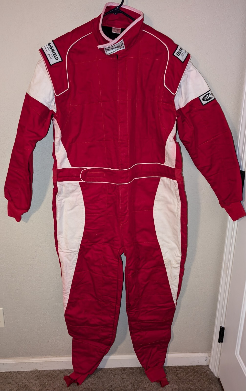 Ultra Shield Racecar Driver Suit Red & White Size Large Sfi 3-2A/5 ...