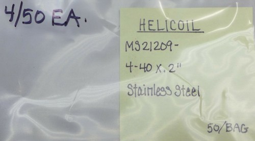 (50) Helicoil 4-40 X .2" Stainless Steel MS21209 | eBay