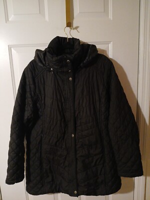 MARC NEW YORK ANDREW MARC Designer Women's Black Quilted Jacket Hooded ...