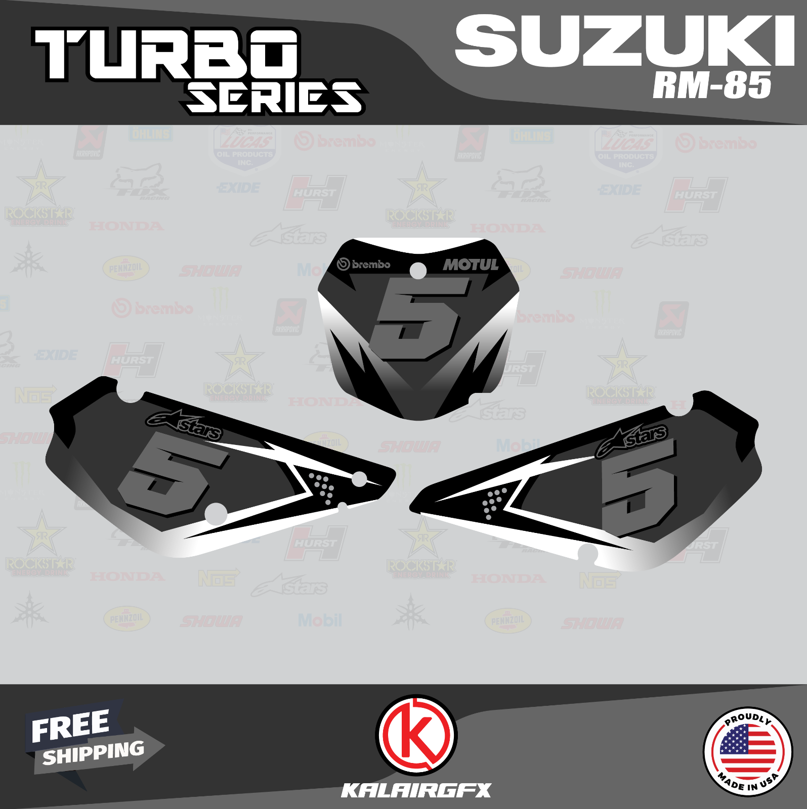 Graphics Decal Kit For Suzuki RM85 (2001-2023) RM 85 Stickers Turbo ...
