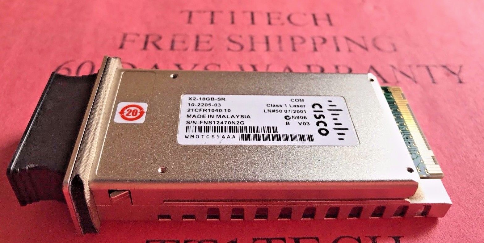 Lot of 2 GENUINE CISCO X2-10GB-SR 10GBase-SR X2 optical Module w/60 ...