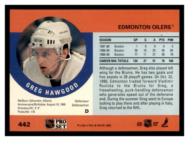 1990-91 Pro Set - #442 Greg Hawgood for sale online | eBay