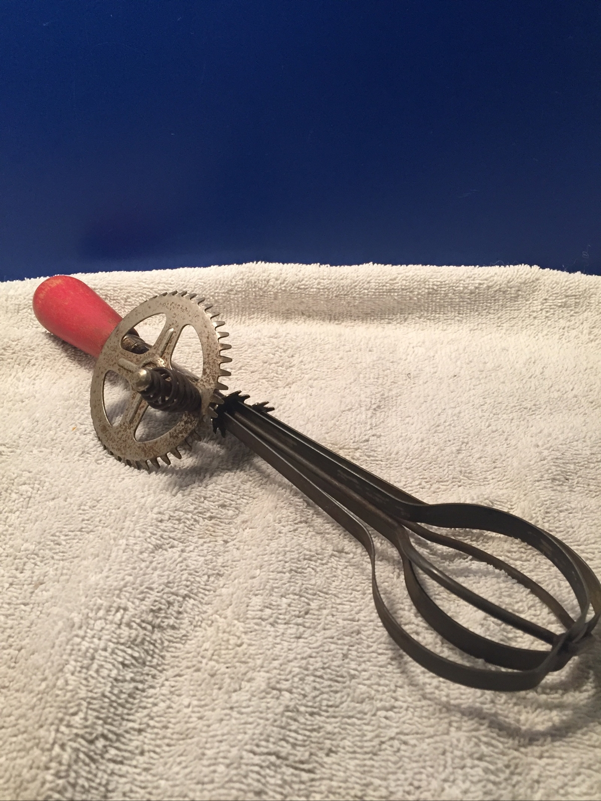 Vintage A&J Hand Egg Beater Mixer Red Wooden Handle PAT OCT 9, 1923 | eBay