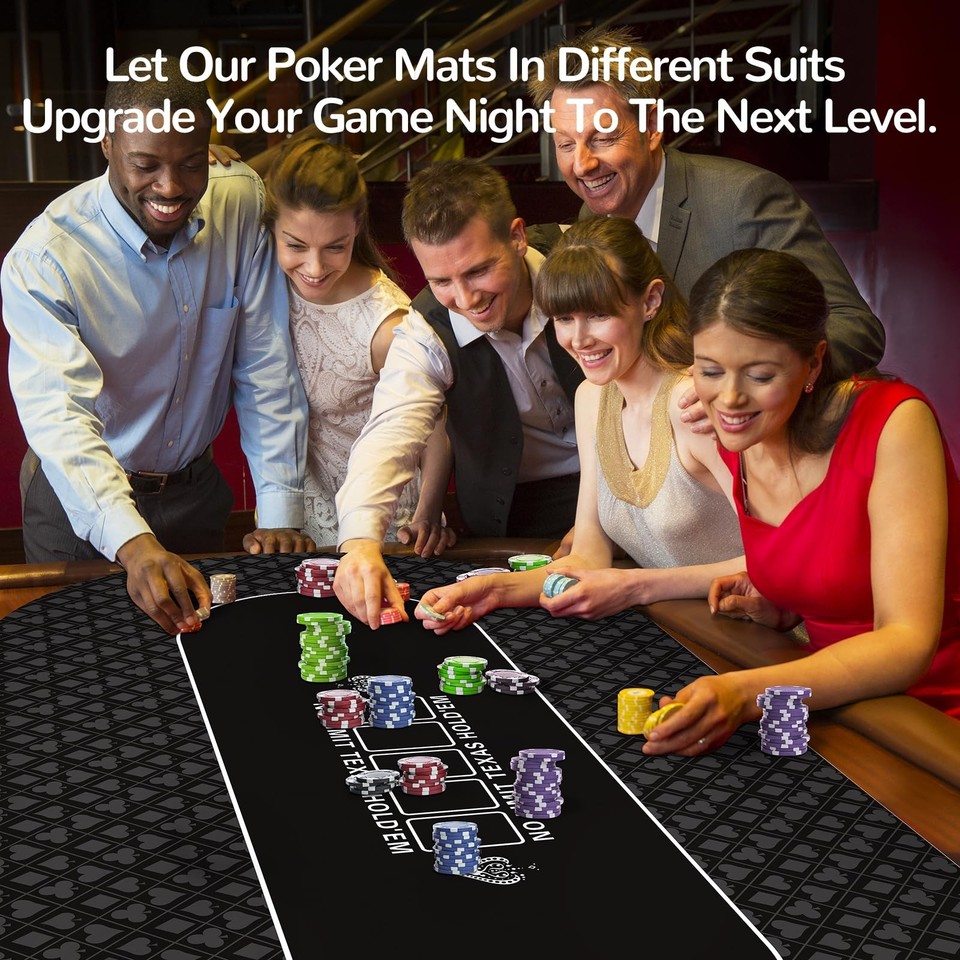 Waterproof 70 x 35 Inch Texas Hold'em Poker Mat for Table, Portable ...