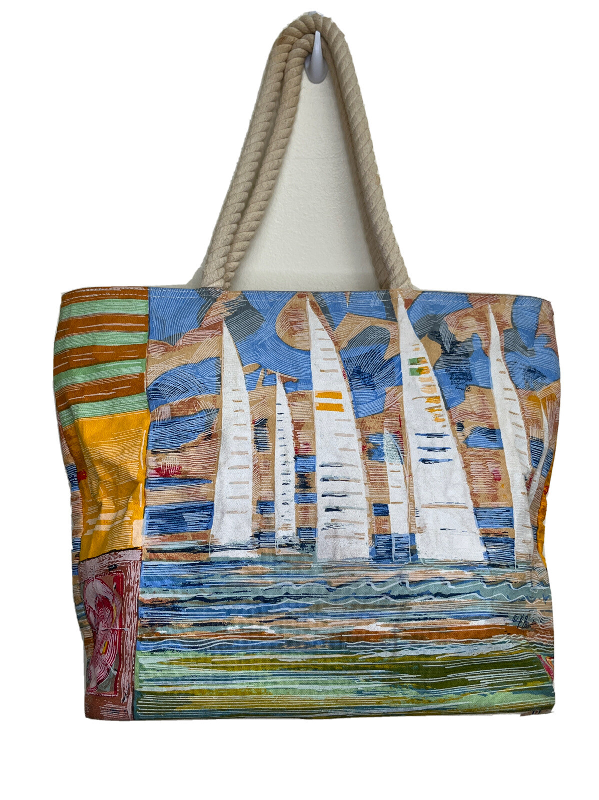 PAUL BRENT Beach Bag Purse Seahorse, Shells, Aquariam Cotton Tote ...