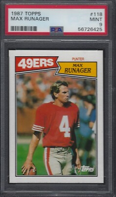 🏈1987 TOPPS FOOTBALL CARD MAX RUNAGER #118 PSA 9 MINT SF 49ers K | eBay