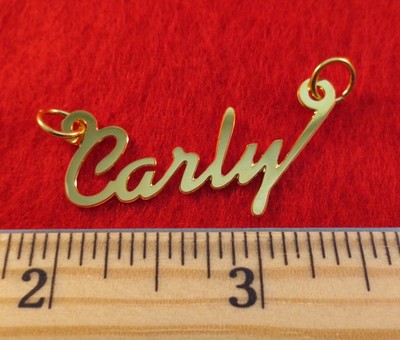 14KT GOLD PLATED "CARLY" PERSONALIZED NAMEPLATE WORD CHARM PENDANT 6064 ...
