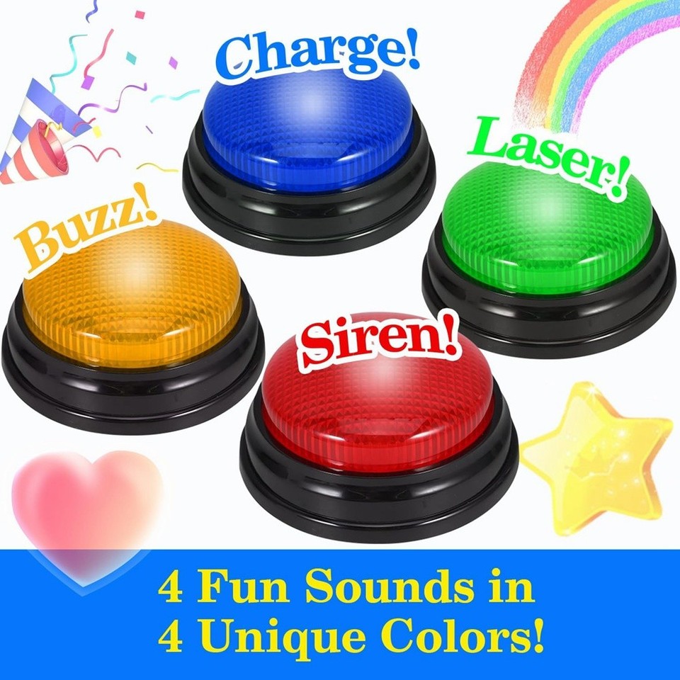 4 Pack Buzzers for Trivia Games, Answer Buzzers for Classroom, Game ...