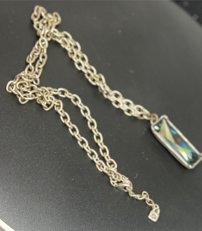 UNO de 50 Silver Tone Long Chain Blue Faceted Crystal Pendant | eBay UK