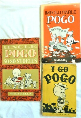 3 Walt Kelly Books: UNCLE POGO SO-SO STORIES, IMPOLLUTABLE POGO + I GO ...