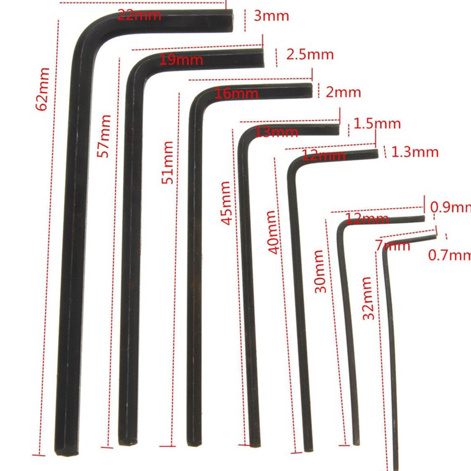 7pcs 0.7mm-3mm Alloy Steel Mini Micro Hex Allen Key Set Wrench ...