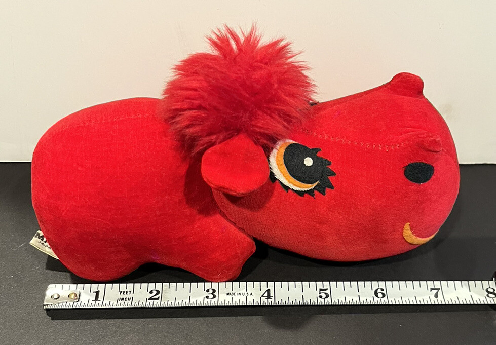 Vintage 1968 Kamar Plush Red Hippo Made in Japan retro 60’s toy | eBay