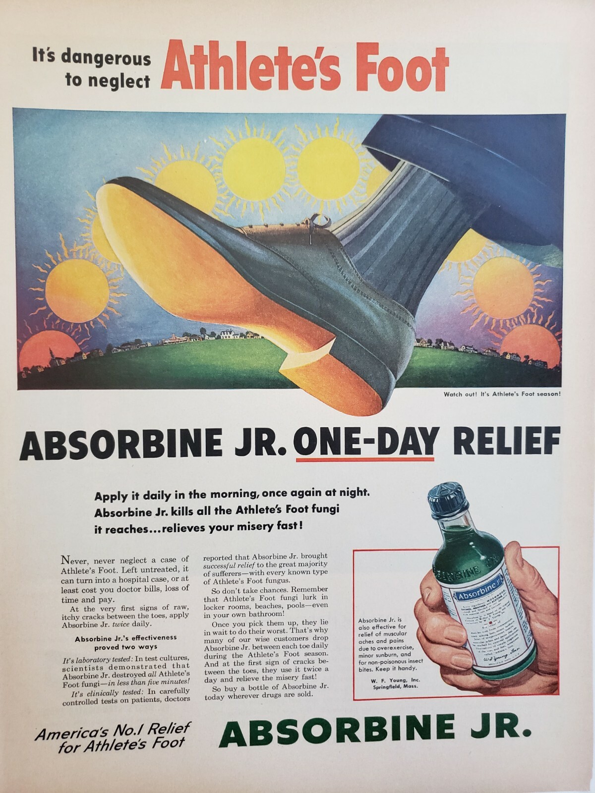 Lot of 3 Vintage 1956 Athletes Foot Ad Absorbine Jr Quinsana Soretone ...
