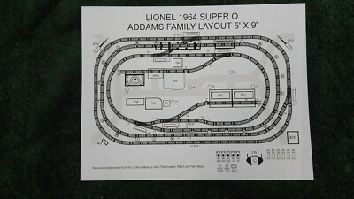 LIONEL 1964 ADDAMS FAMILY 5' x 9' SUPER O TRAIN LAYOUT INSTRUCTION ...