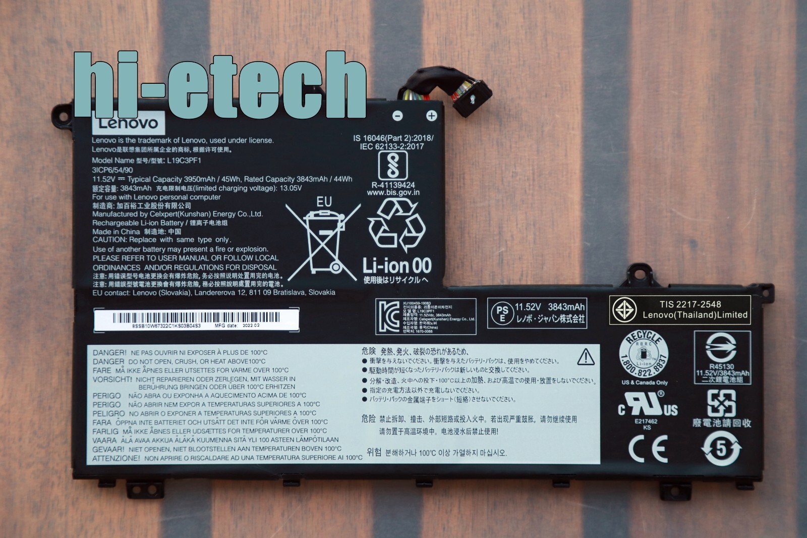 45Wh Genuine L19C3PF1 L19L3PF1 Battery For Lenovo ThinkBook 14-IML 14 ...