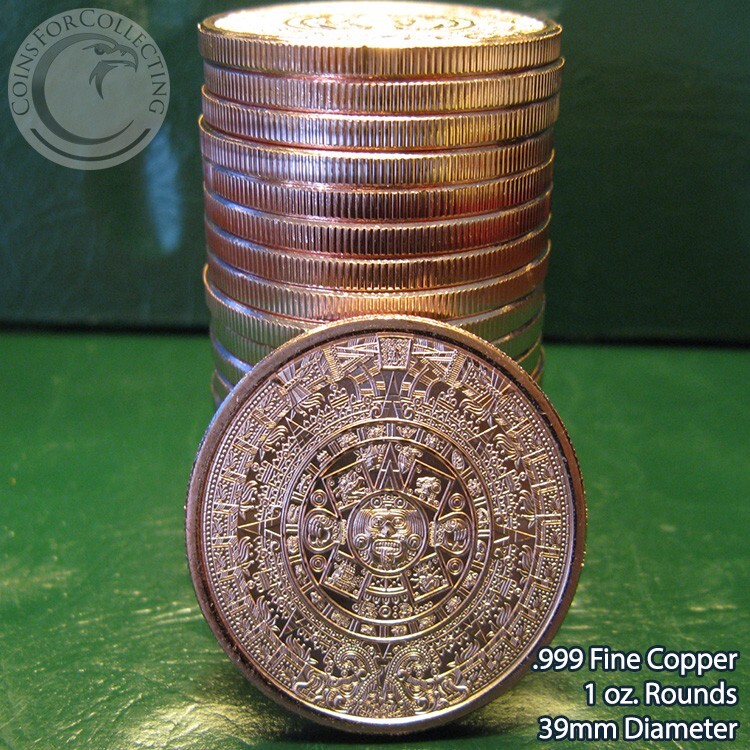 20 "Aztec Calendar" 1oz .999 Copper 20 Rounds 1 Roll in Tube | eBay