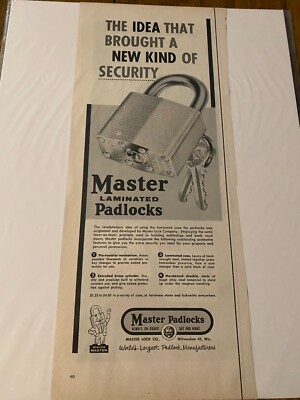 Vintage 1958 Master Pad Locks A New Kind Of Security ad | eBay