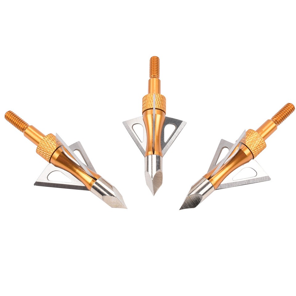 Archery Broadheads 3 Fixed Steel Blade 100grain Hunting Arrowheads Set ...