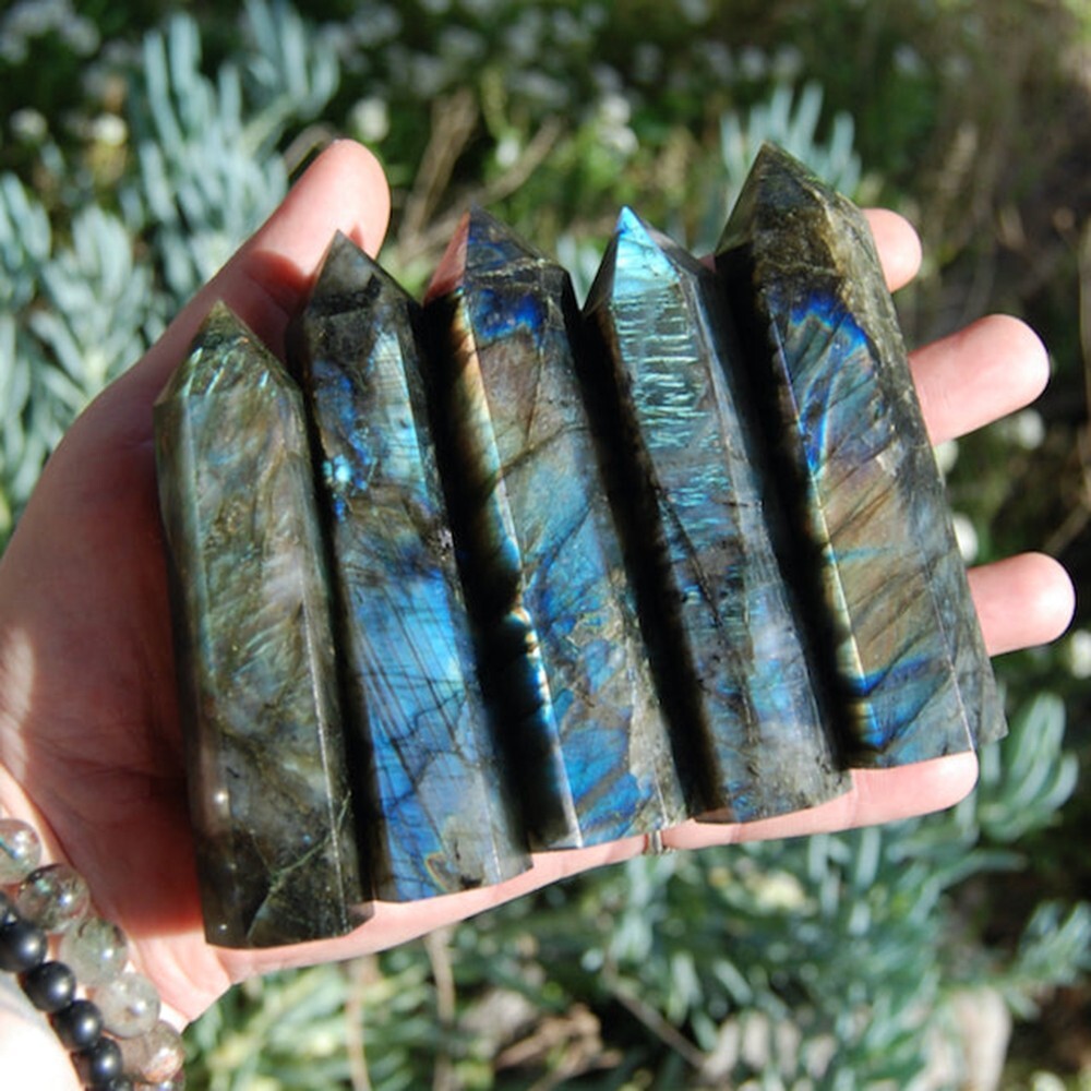 Wholesale Lot 1 Lb Natural Labradorite Stone Obelisk Tower Crystal Wand ...