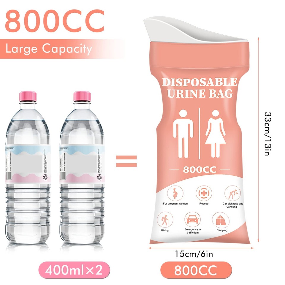 Disposable Urinal Bag,12 PCS 800ML Emergency Urine Bag, Unisex Urinal ...