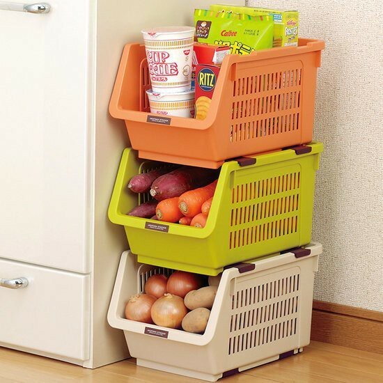 1 pcs Japanese Stackable Storage Bin Kitchen Pantry Organizers Food ...