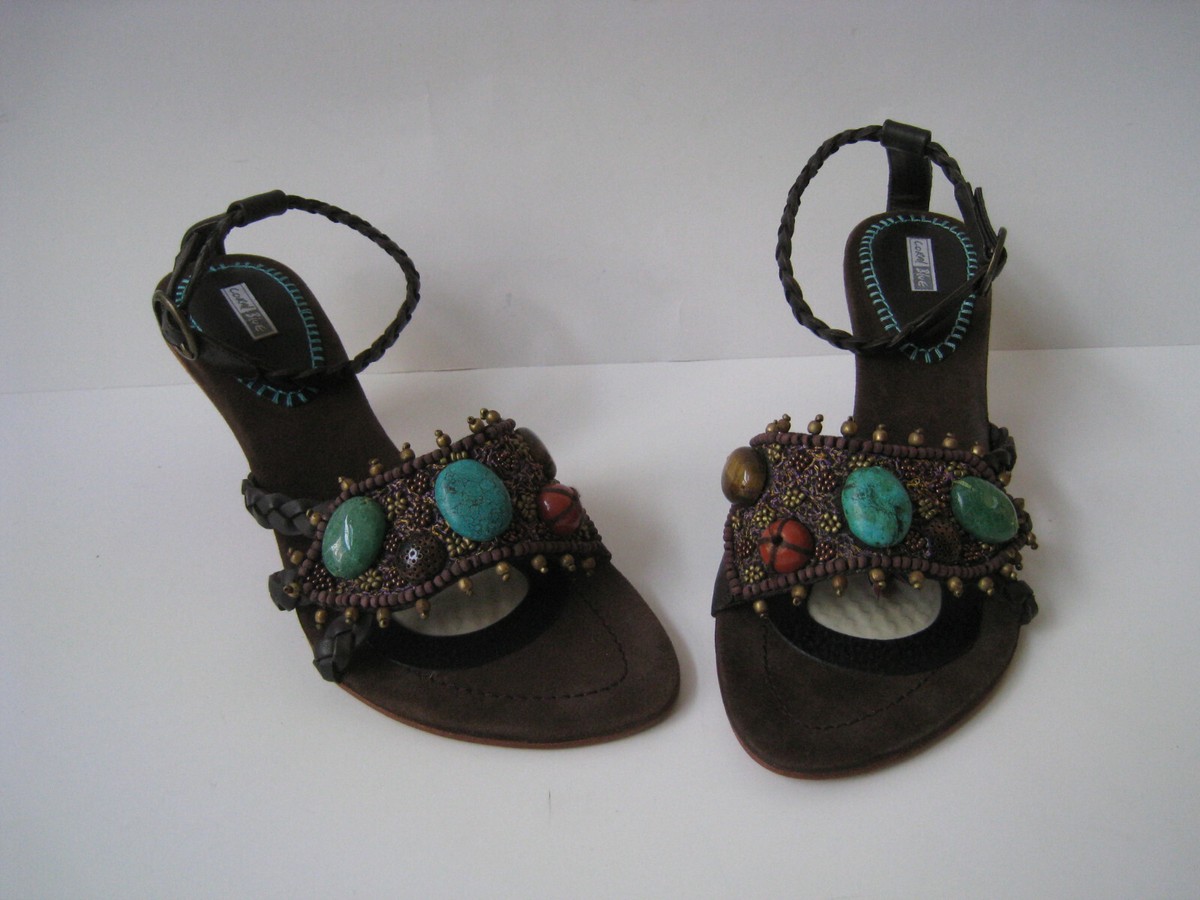 Turquoise Embellished Sandals Candie's Beaded Sandals For Women