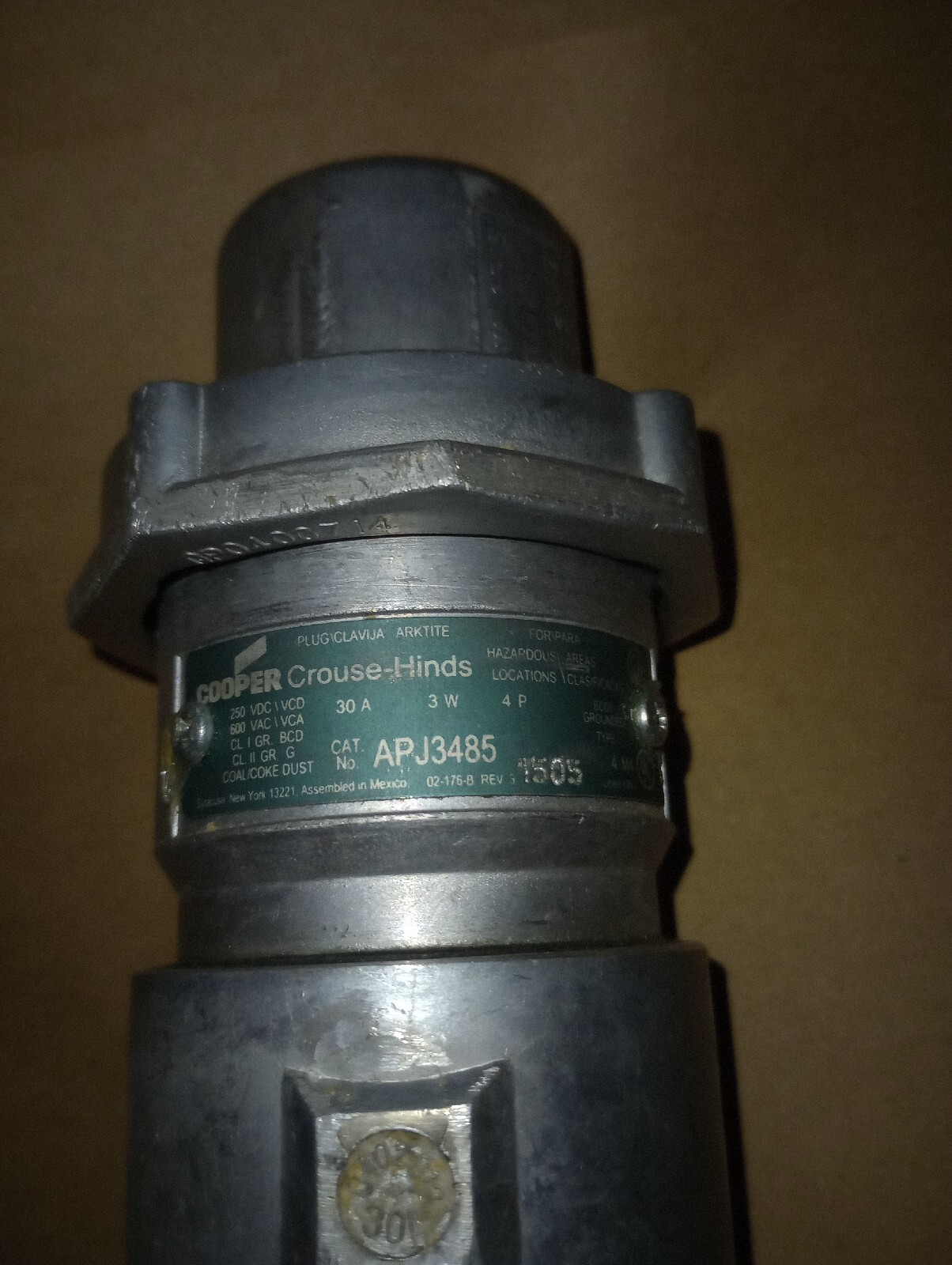NEW GENUINE COOPER CROUSE-HINDS APJ3485 SLEEVE PLUG 30 AMP 4 POLE 3 ...