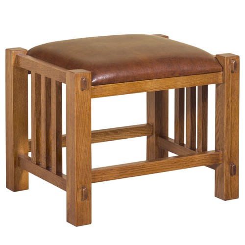MISSION SPINDLE STOOL - QUARTER SAWN OAK & LEATHER - Michael's Cherry ...