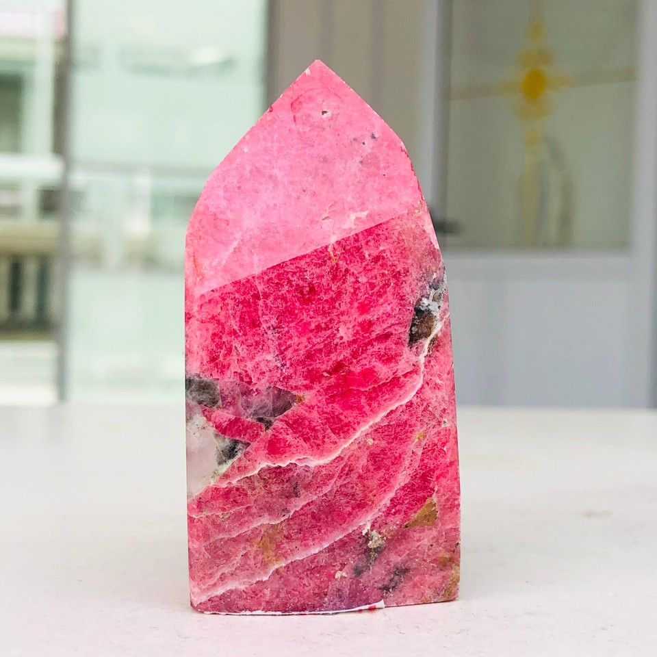 89g Natural Sakura Flower Rain Rhodonite Quartz Crystal Obelisk Healing ...