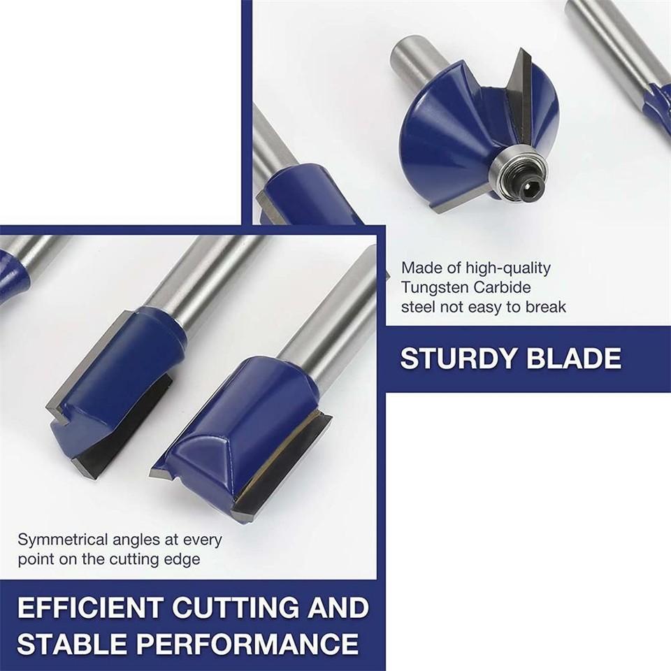 WORKPRO 15PC 1/4" Shank Router Bits Set Tungsten CARBIDE TIPPED ROUTER ...