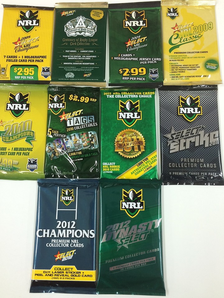 NRL CARD UNOPENED PACK COLLECTION FULL COLLECTION (1994--2012)- UNIQUE ...