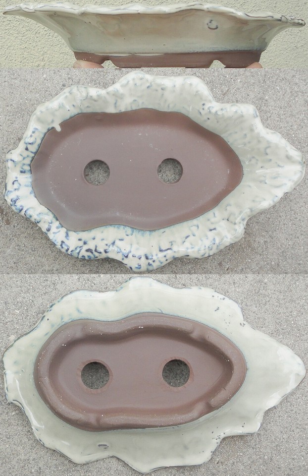 Irregular Shaped Bonsai Pot Shohin Dwarf Planter Ceramic 10.5"x6.75"x2 ...