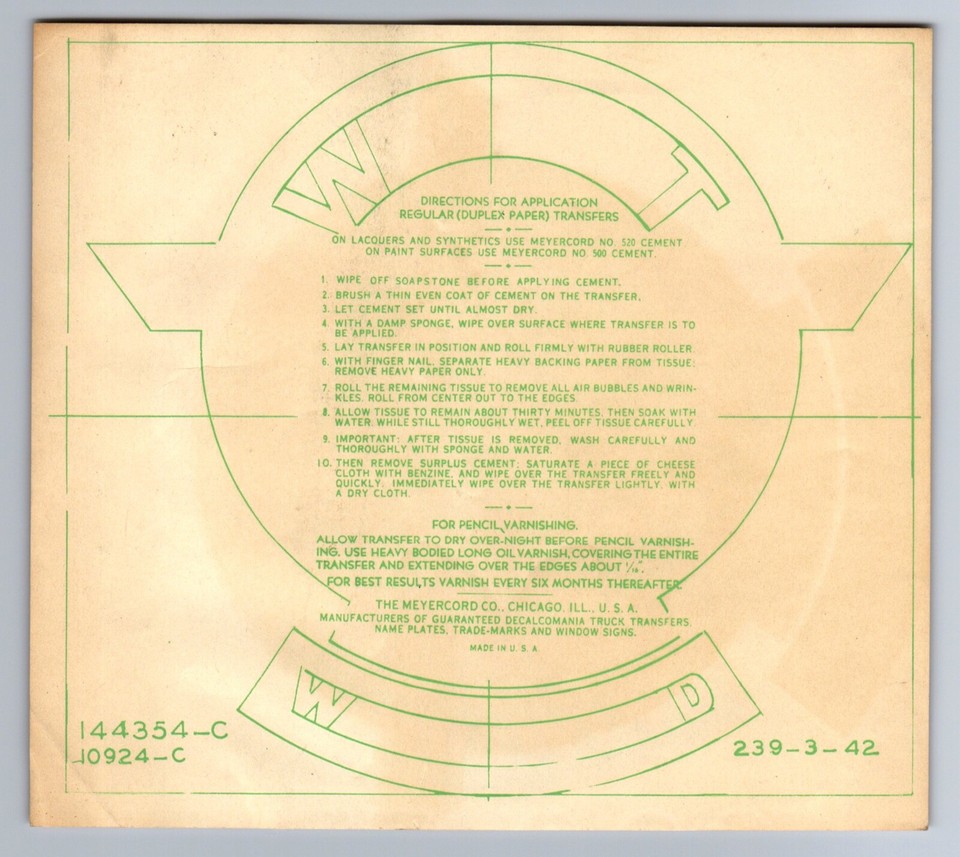 C.1940 WW2 ORIGINAL UNUSED WRIGHT WHIRLWIND ENGINE DECAL, TRANSFER ...