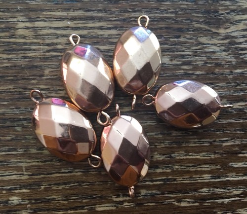 Vintage Copper Coated Large Faceted Domed Oval Bead Link Connectors ...