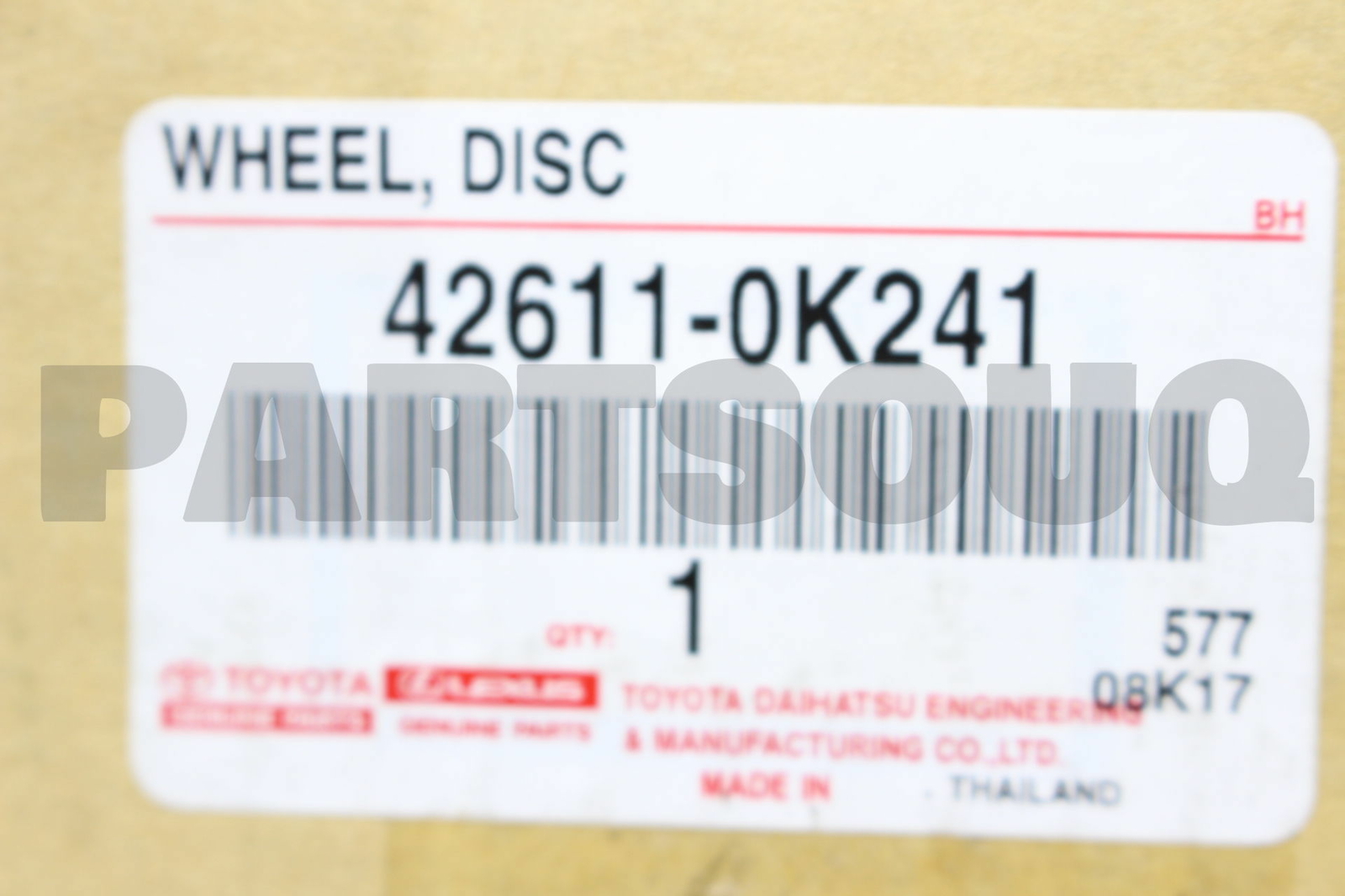 426110K241 Genuine Toyota WHEEL, DISC 42611-0K241 | eBay