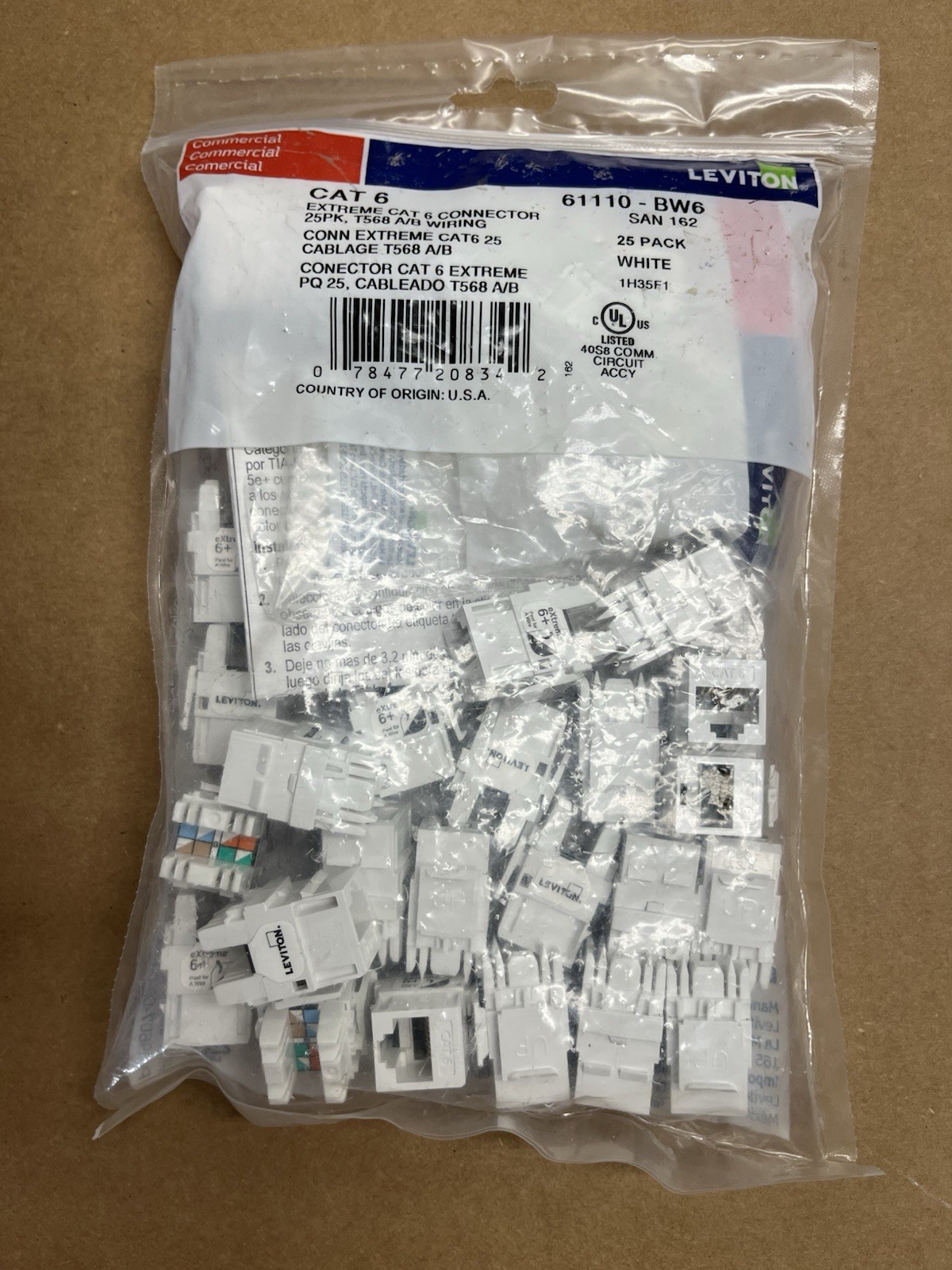 Leviton Extreme Cat 6 QuickPort 61110 BW6 White 25 Pk New | eBay
