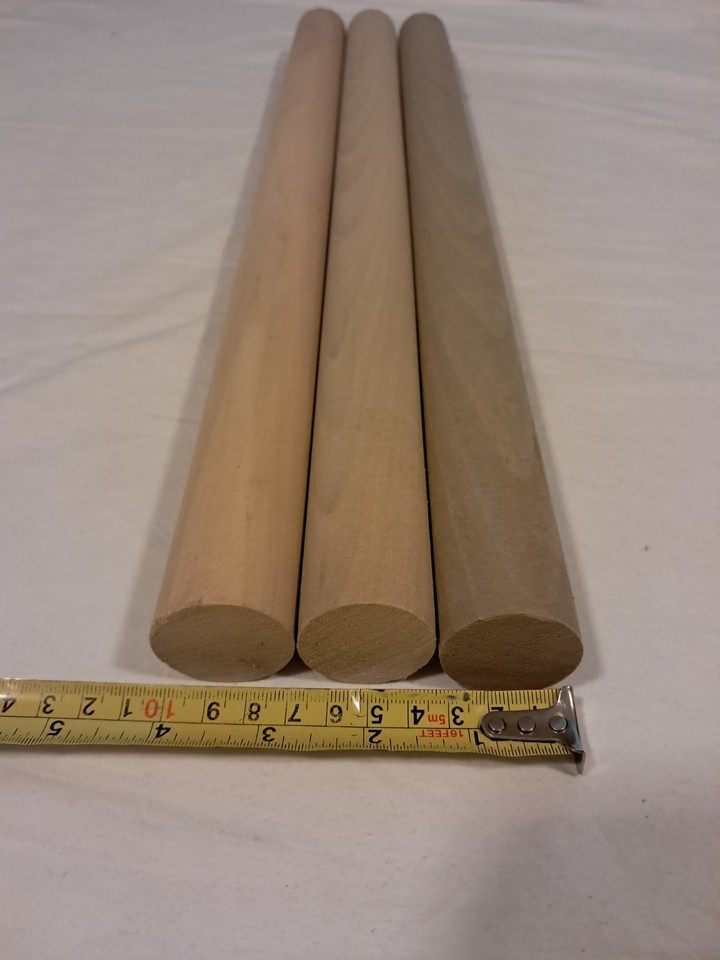 3 x High-Quality Tulipwood Dowels/Rods/ Poles, 35mm x 500mm, Precision ...