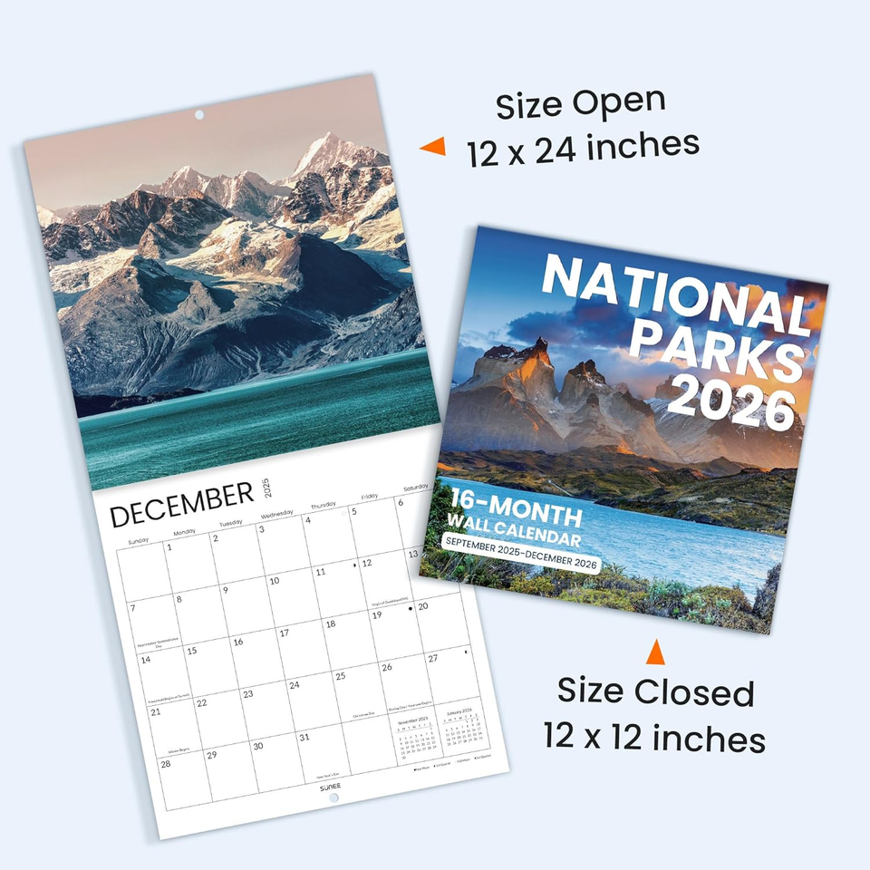 SUNEE 2026 Wall Calendar 12x12 Inches with 16 Months from September 2025 to Dece | eBay