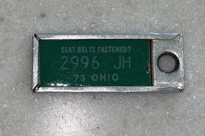 OHIO 1973 Vtg Mini License Plate Key Chain Key Ring Tag Disabled ...
