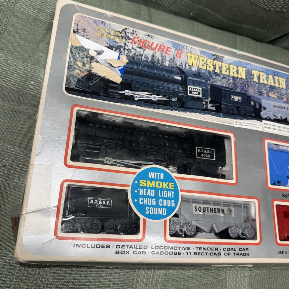 Figure 8 Battery Operated Western Train Set Smoking Pennsylvania RR 8ft ...