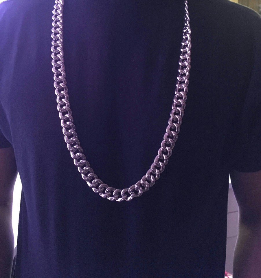 36" Plastic Silver Links Pimp Chain Necklace Gangster Hip Hop Costume ...