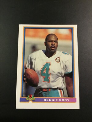 1991 Bowman # 292 Reggie Roby Punter Miami Dolphins Sweet Look ! | eBay