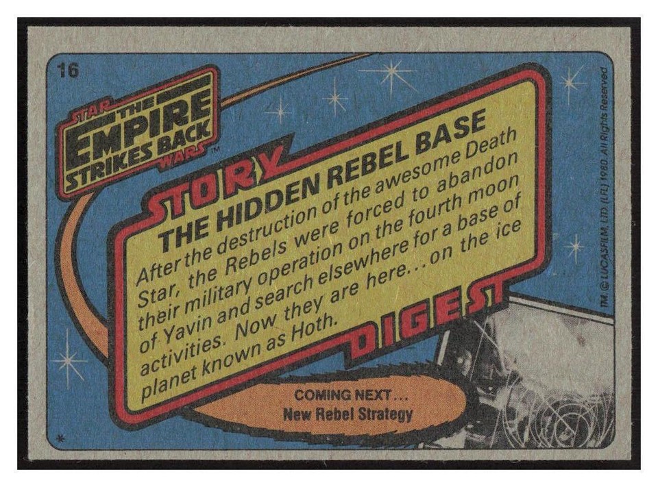 1980 Topps Star Wars: The Empire Strikes Back #16 The Hidden Rebel Base ...