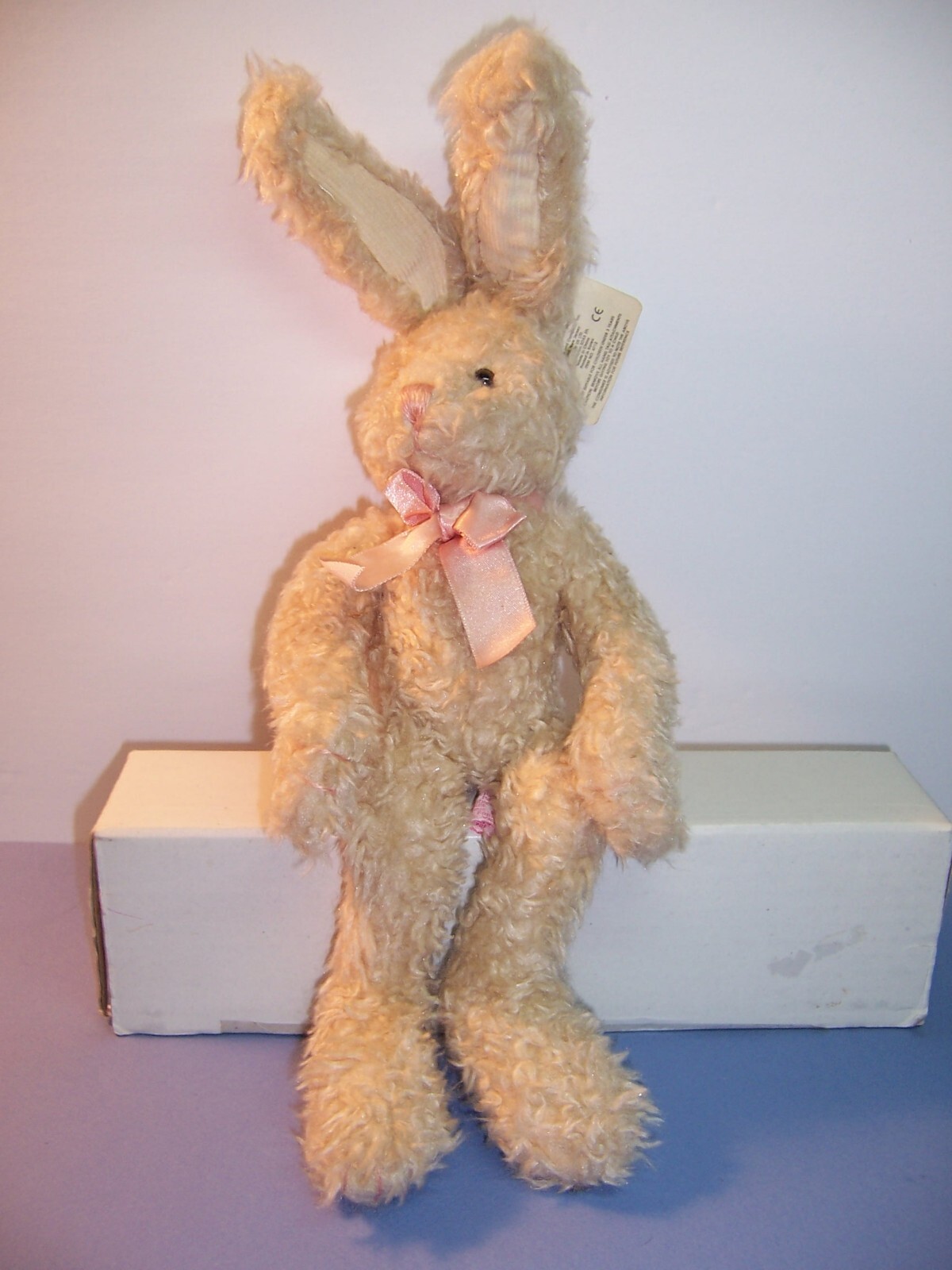 VINTAGE RUSS BERRIE - BRADFORD THE BUNNY RABBIT -- SHAGGY /PINK BOW 14 ...