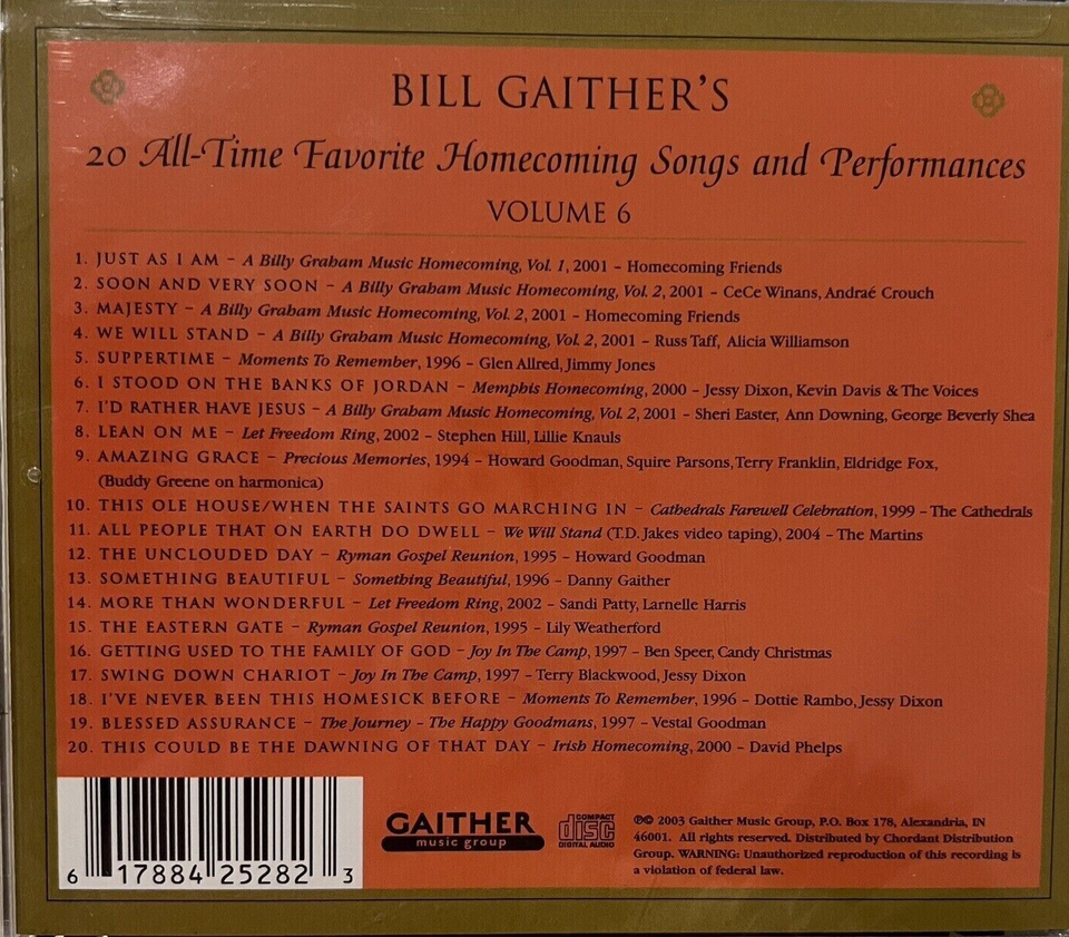 NEW- Gaither Homecoming Classics Vol.6 By Bill Gaither Gospel Music CD ...
