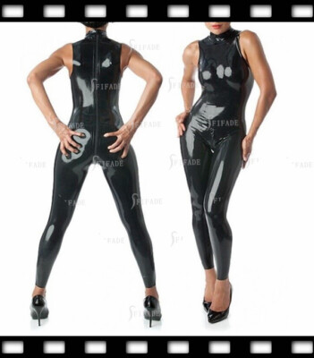 Latex Catsuit Back 3 Way Zip Rompers Sleeveless Sexy Unisex Customized ...