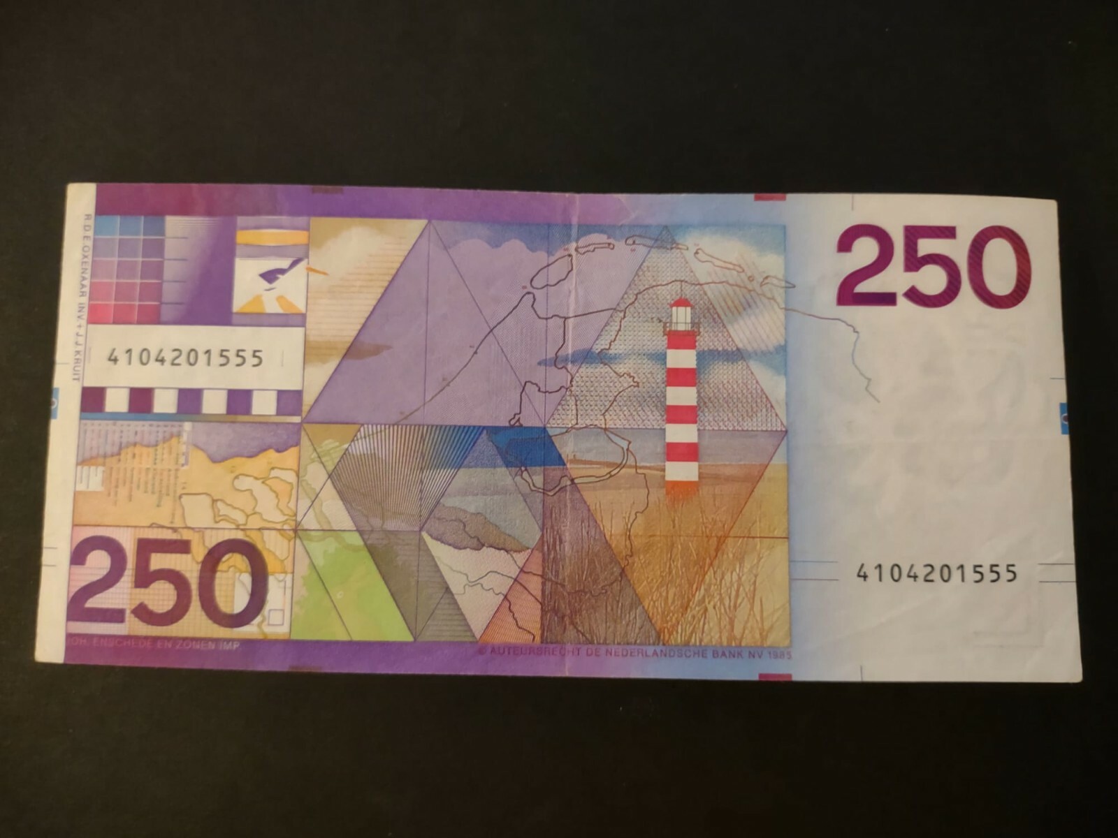 Netherlands banknote 250 gulden Lighthouse 1985, in good condition (VF ...