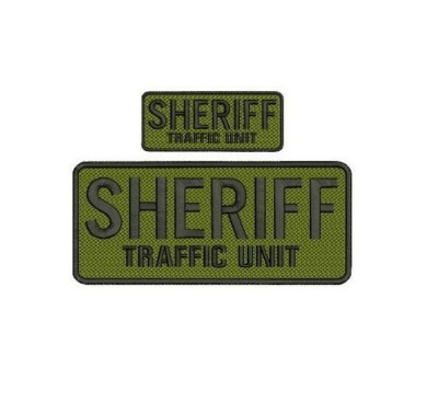 "Sheriff Traffic Unit" embroidery patch 4x10 and 2x5 inches hook od ...