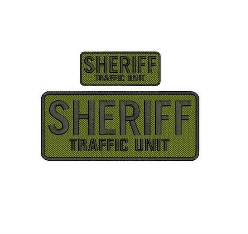 "Sheriff Traffic Unit" embroidery patch 4x10 and 2x5 inches hook od ...